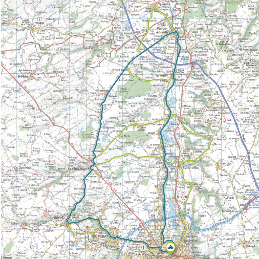 Tracé GPS du circuit 16 : Sologne bourbonnaise - Terre des Bourbons
